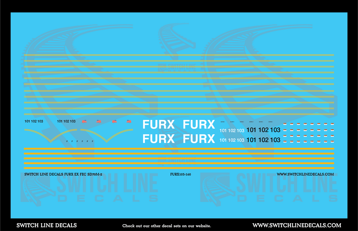 N Scale FURX Ex FEC SD70M-2 Locomotive Decal Set – Mountain West Model Trains