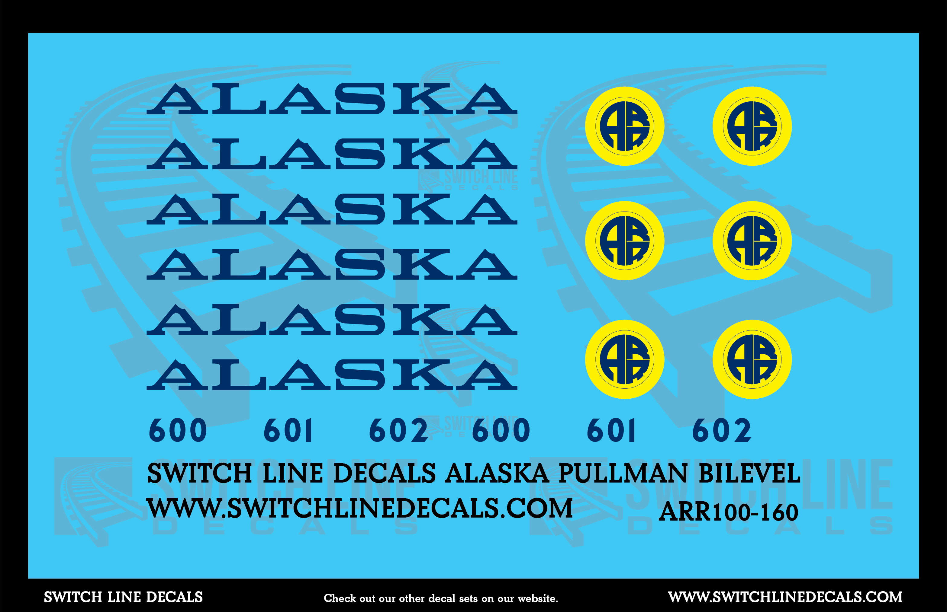 N Scale Alaska Railroad Pullman Bilevel Cars Decal Set – Mountain West ...