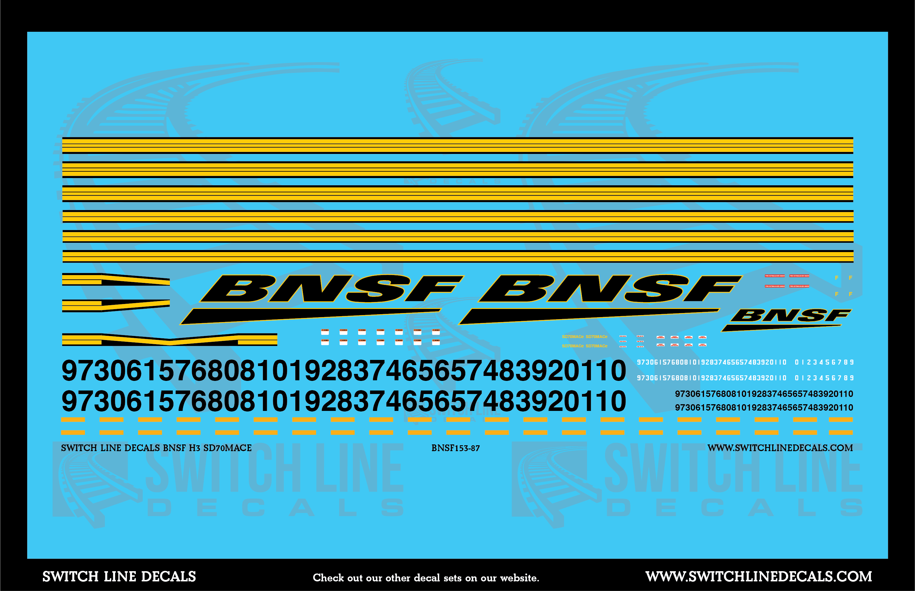 HO Scale BNSF H3 SD70MACE Locomotive Decal Set – Mountain West Model Trains