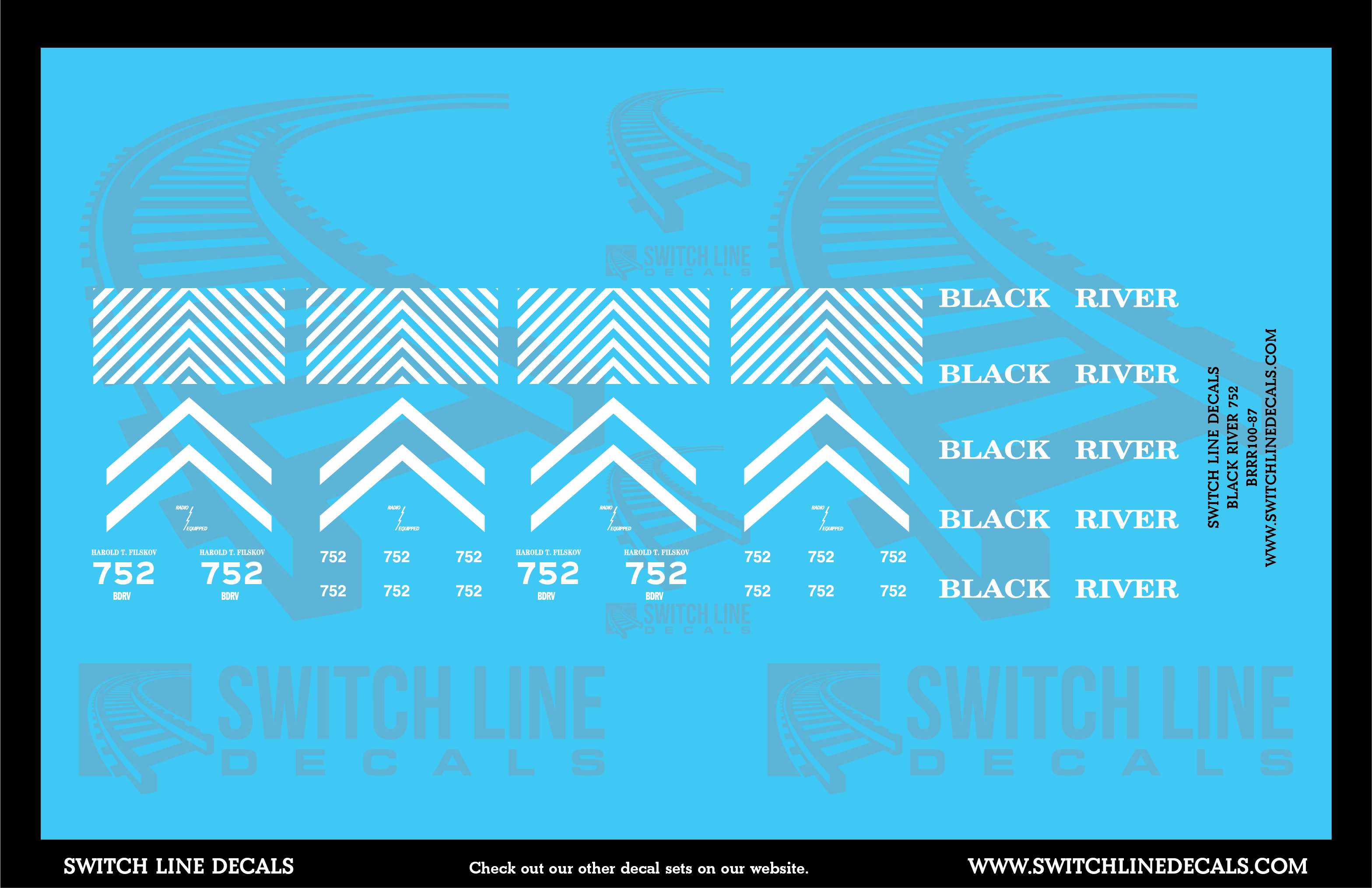 HO Scale Black River GP9 752 Locomotive Decal Set – Mountain West Model ...