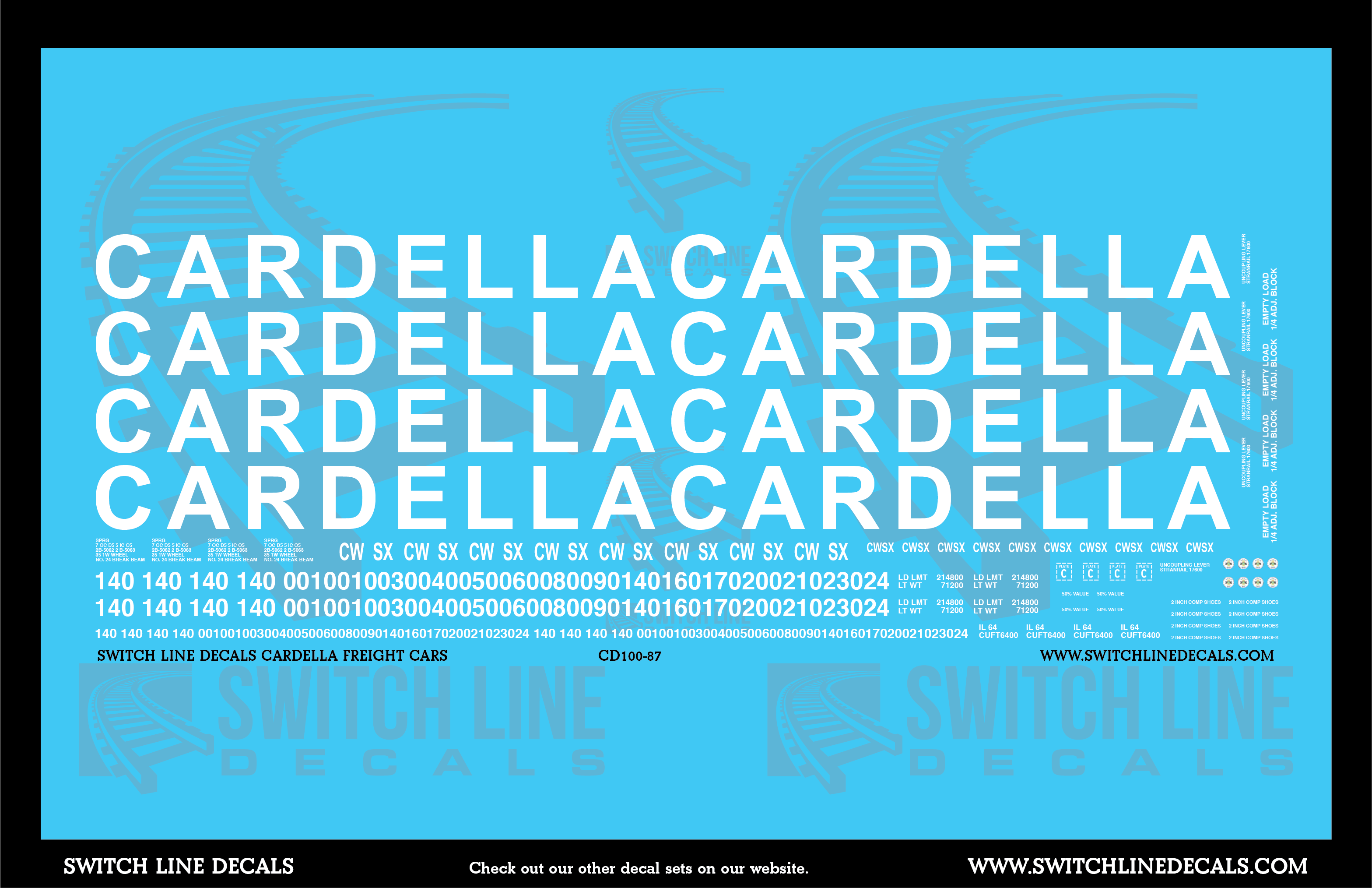 HO Scale Cardella Freight Cars Decal Set – Mountain West Model Trains