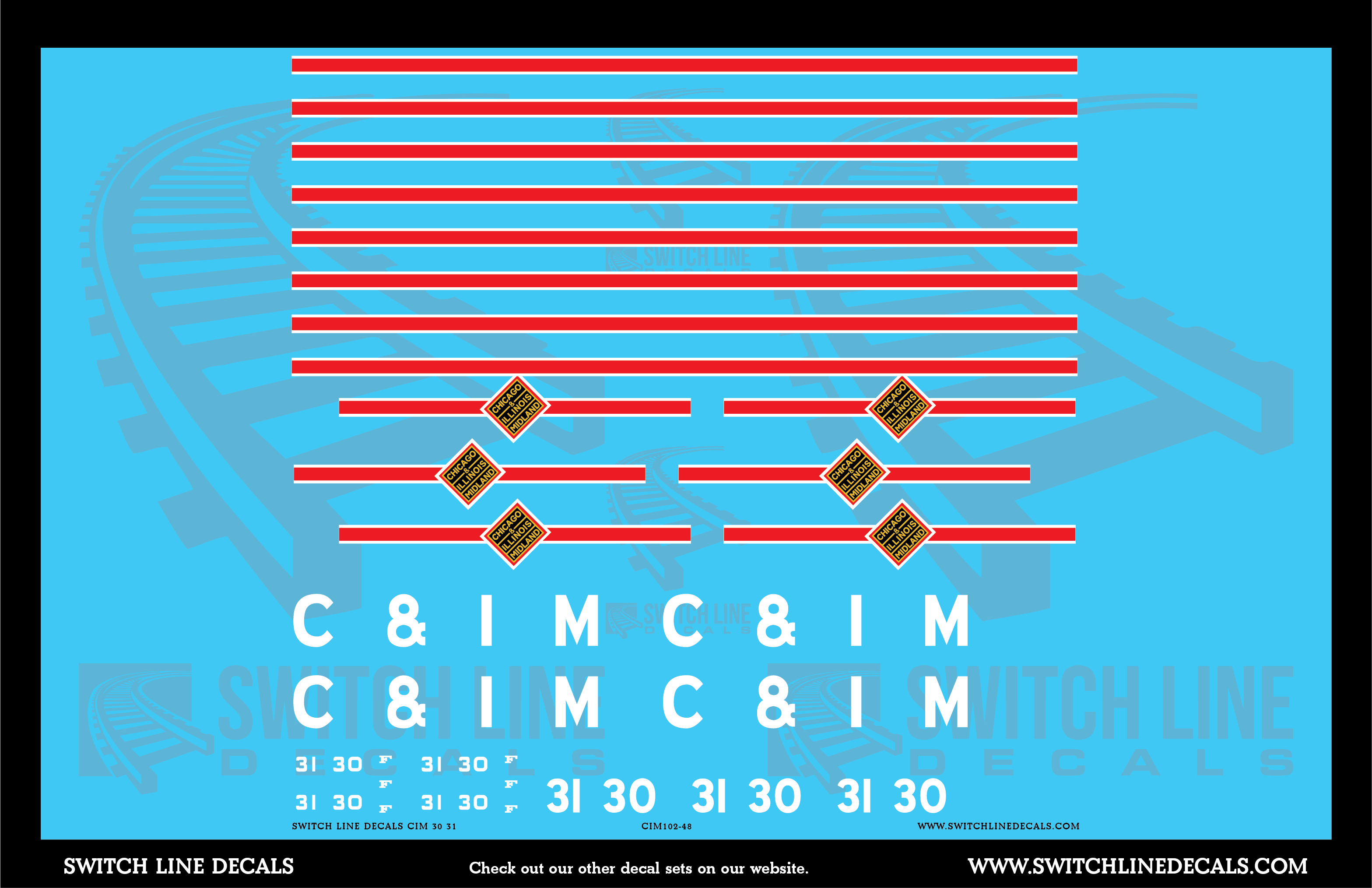 O Scale Chicago Illinois & Midland 30 / 31 Locomotives Decal Set ...
