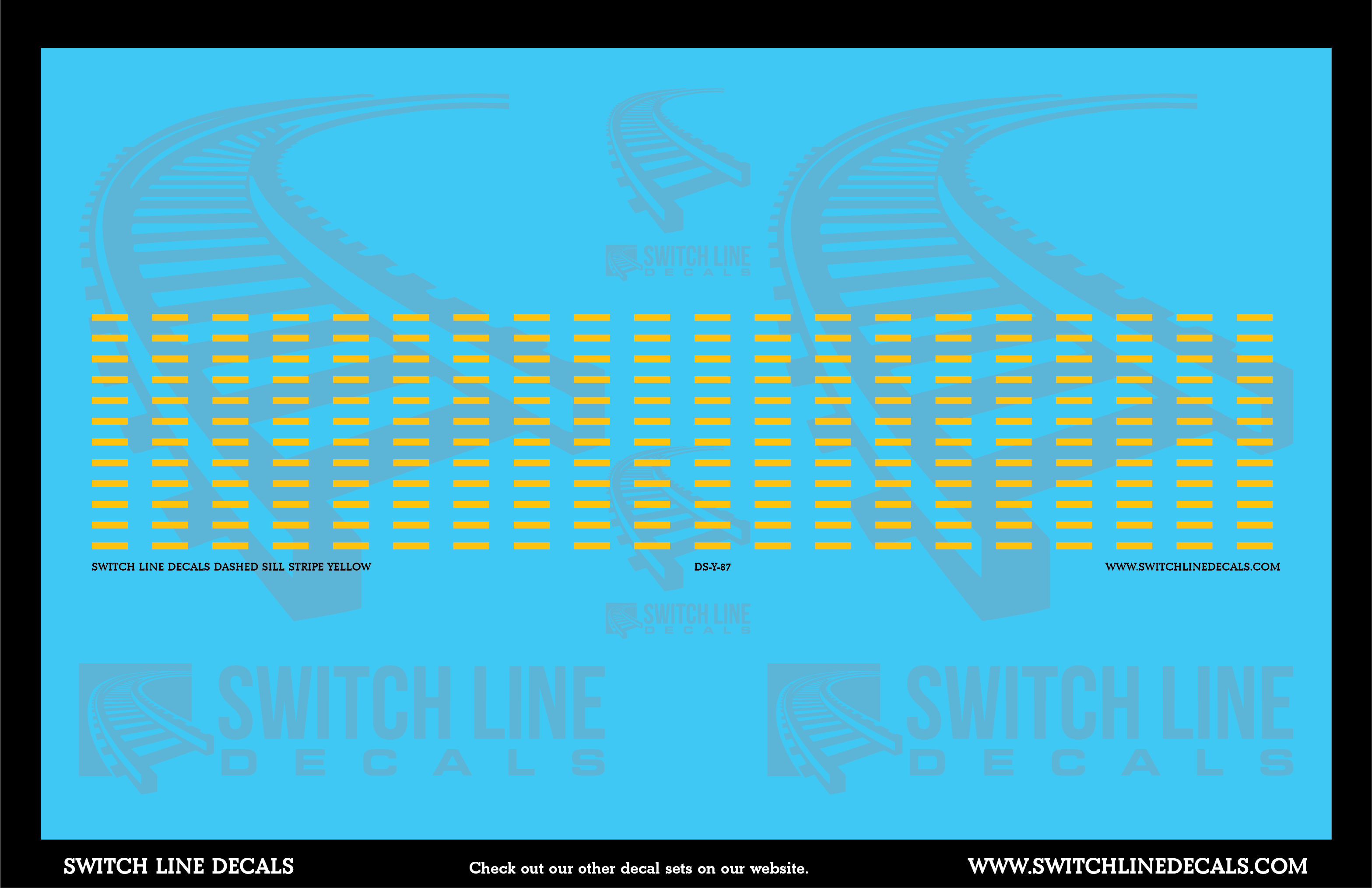 HO Scale Yellow Dashed Sill Stripes Decal Set – Mountain West Model Trains