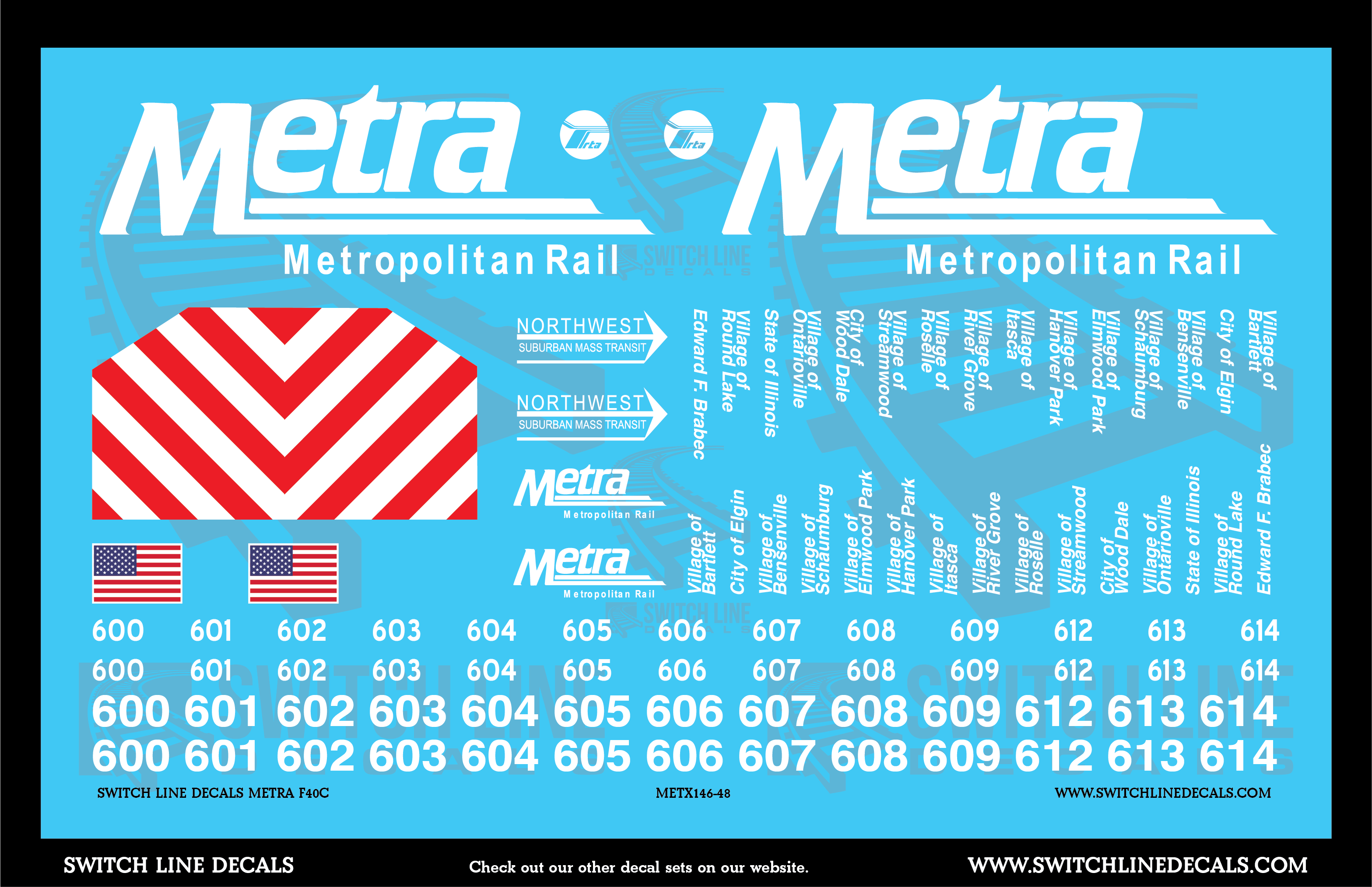 O Scale Metra F40C Locomotive Decal Set – Mountain West Model Trains