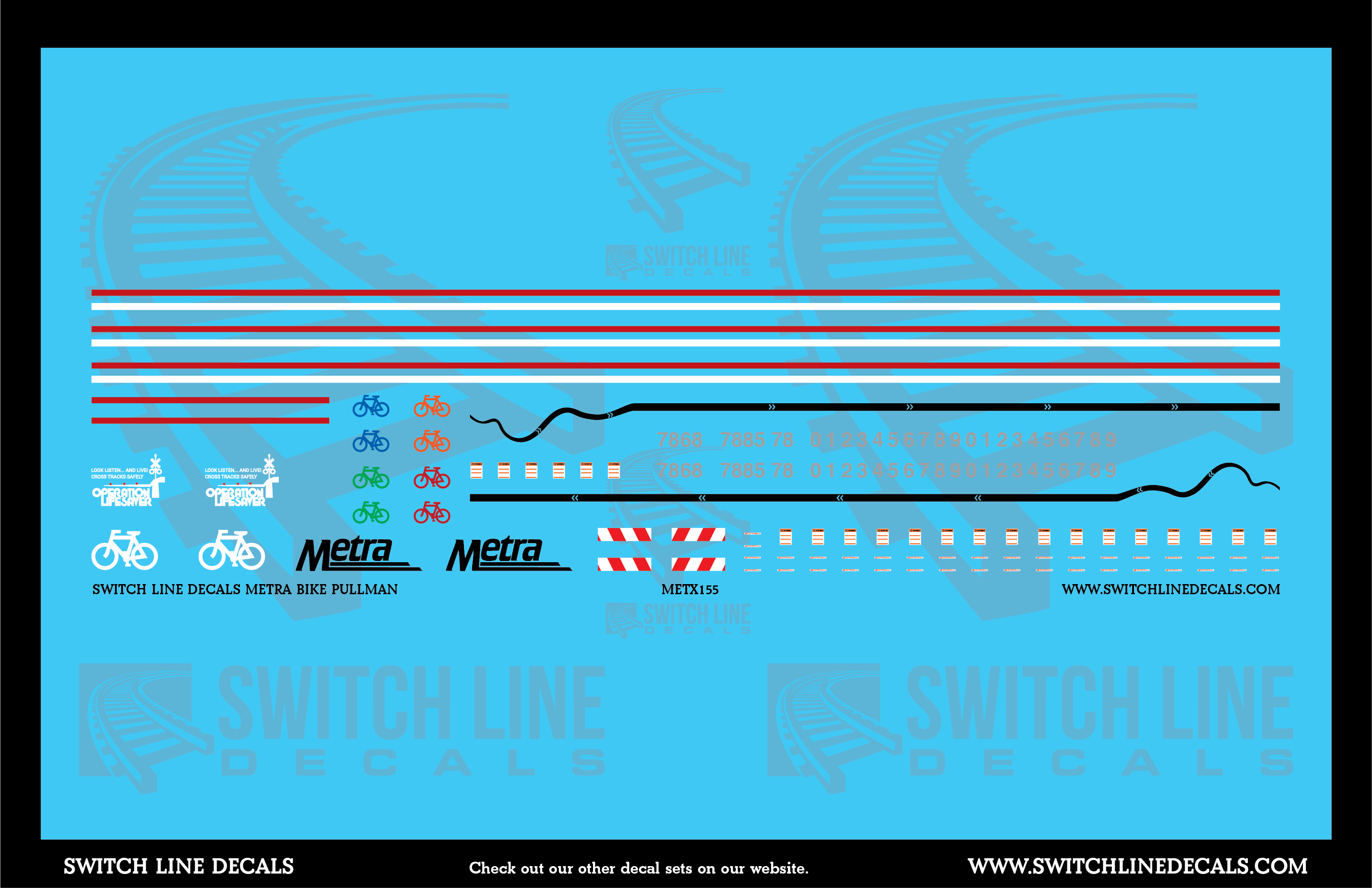 O Scale Metra Pullman Bike Car Decal Set – Mountain West Model Trains