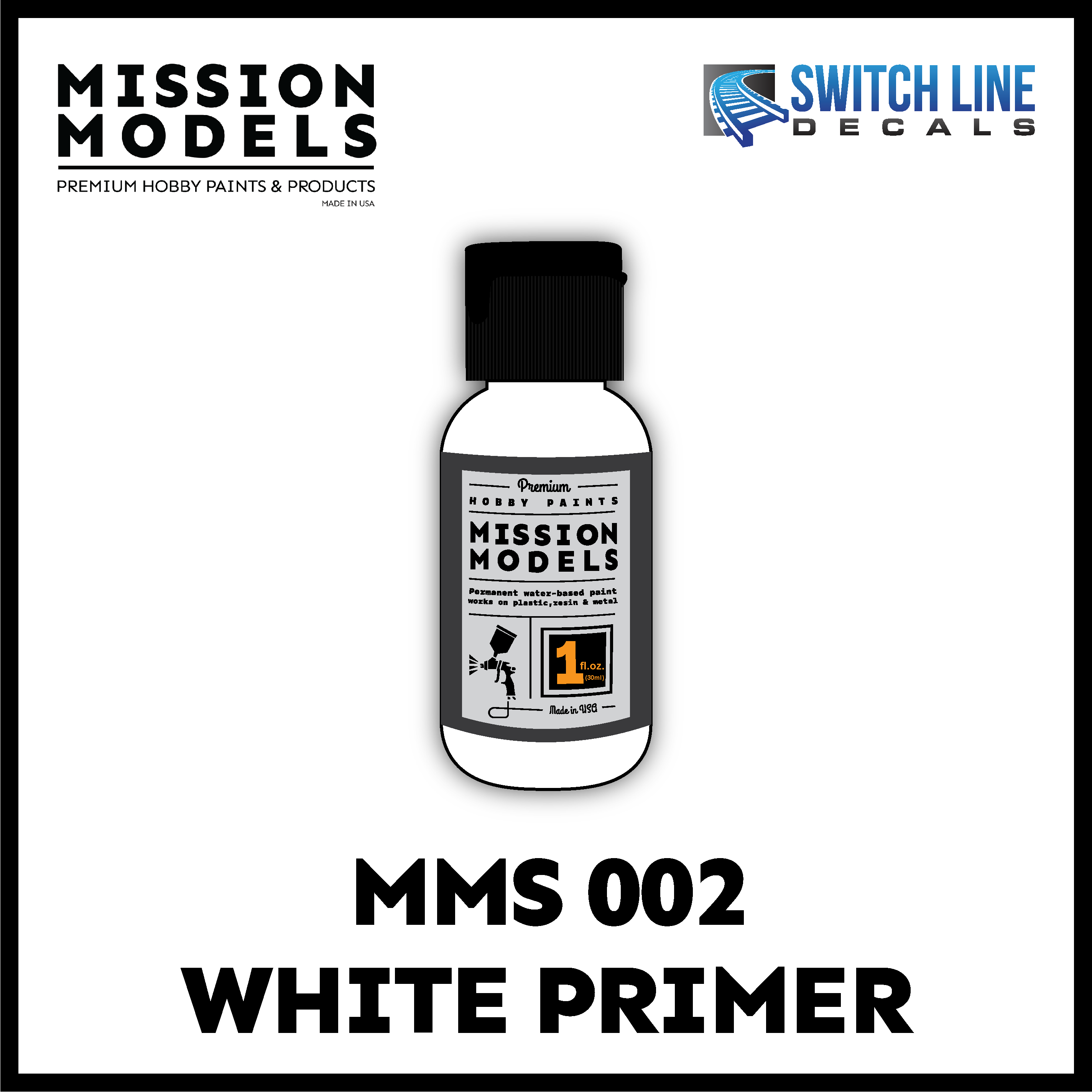 Mission Models Paint White Primer 1oz – Mountain West Model Trains