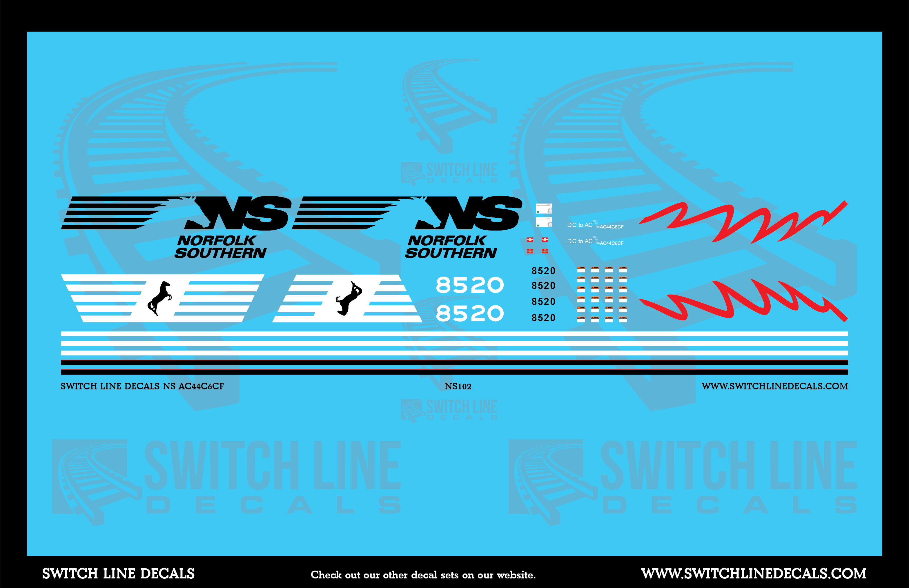 N Scale Norfolk Southern AC44C6CF 8520 Locomotive Decal Set – Mountain ...