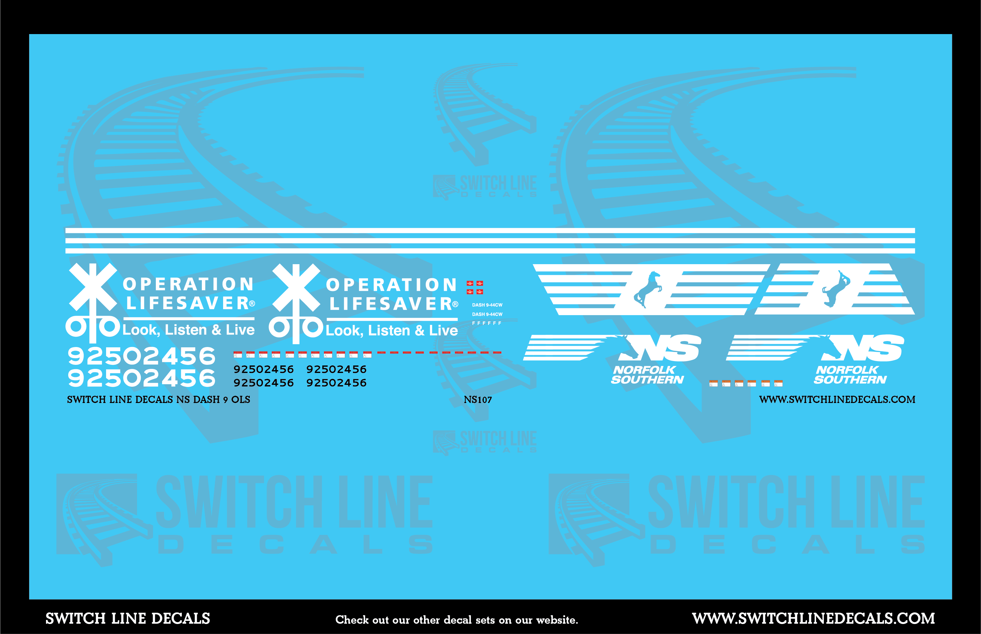 N Scale Norfolk Southern OLS Dash 9 Locomotive Decal Set – Mountain ...