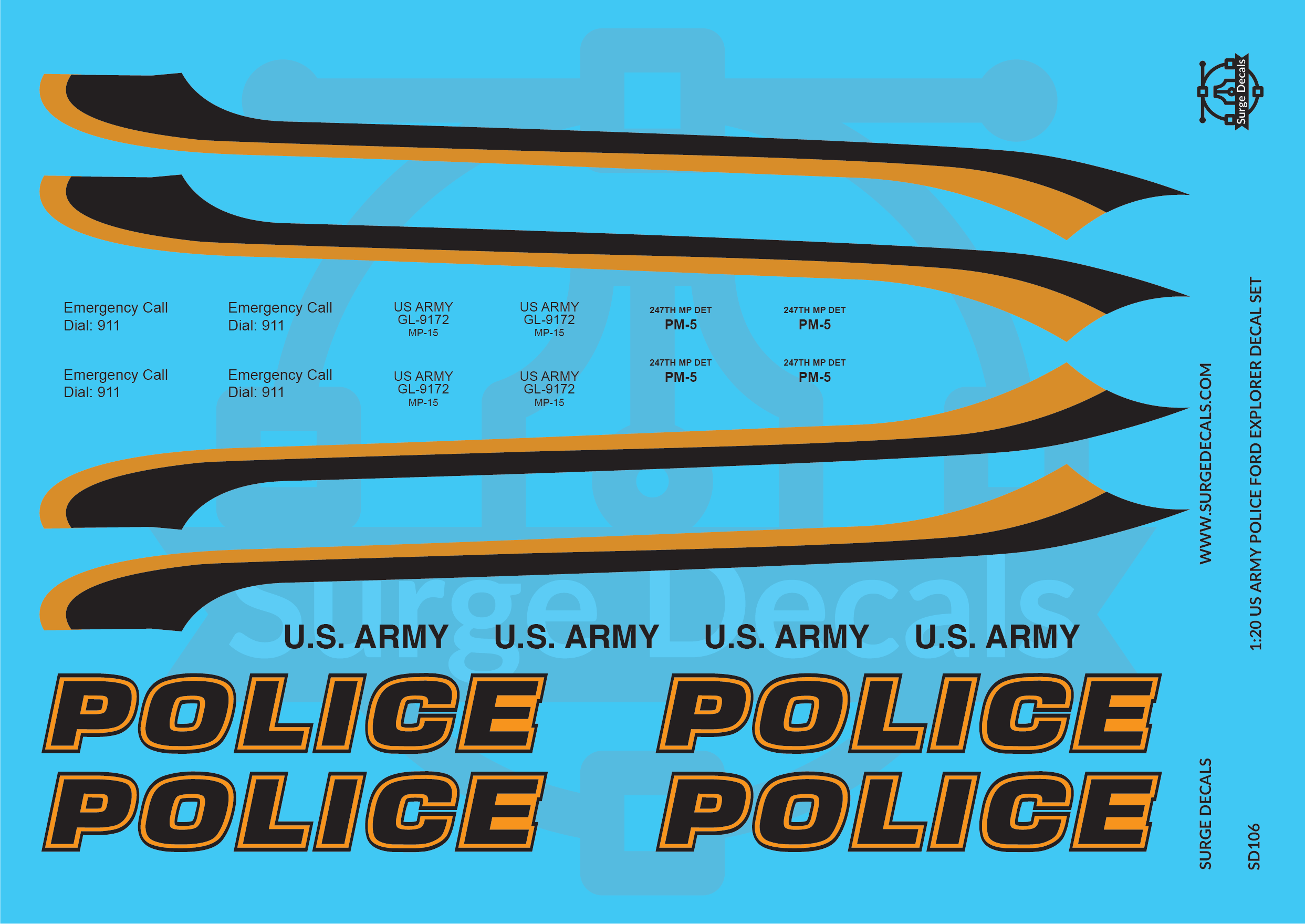 Surge Decals 1:20 US Army Police Ford Explorer Decal Set – Mountain ...