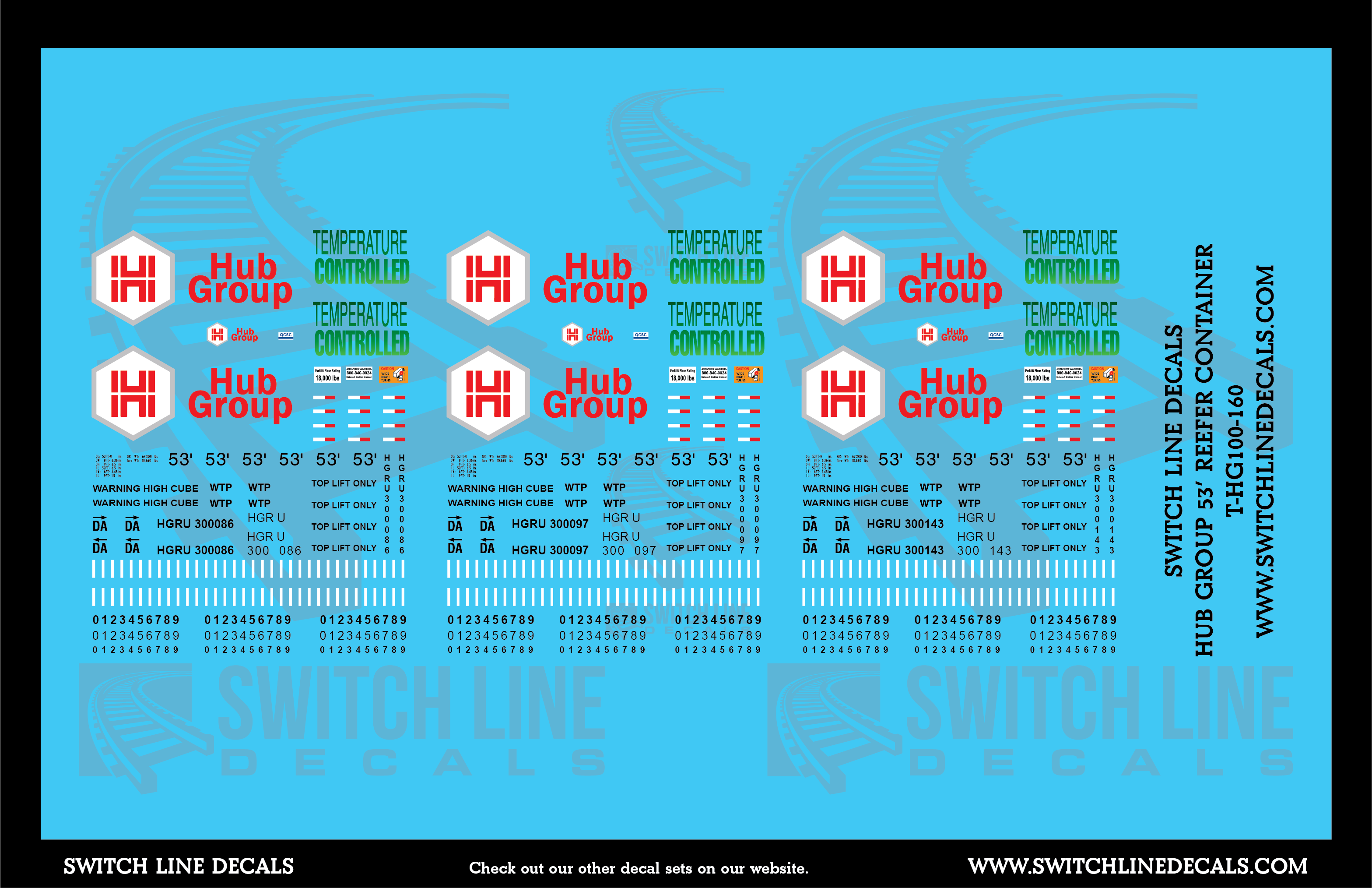 N Scale Hub Group 53' Container Decal Set – Mountain West Model Trains