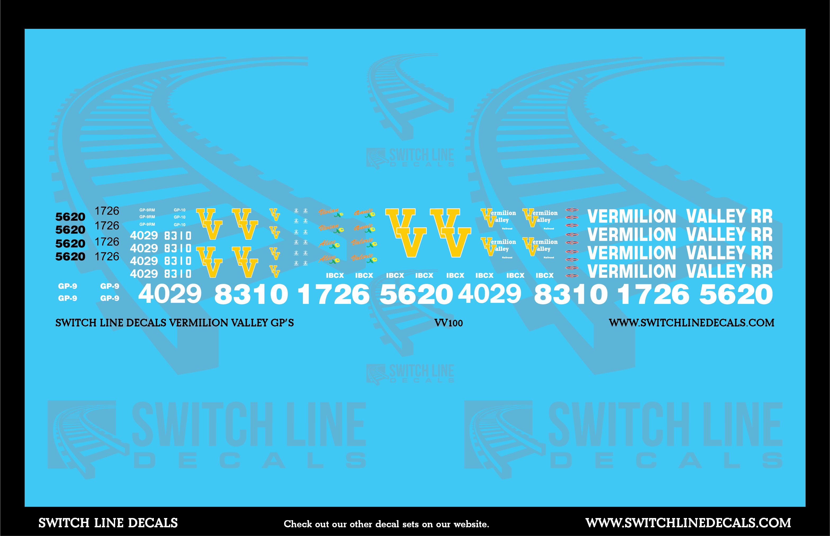 N Scale Vermilion Valley GP Locomotives Decal Set – Mountain West Model ...